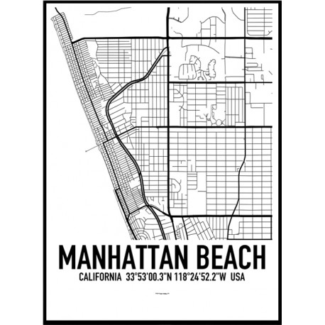 Manhattan Beach Map Poster. Find your posters at Wallstars Online. Shop ...